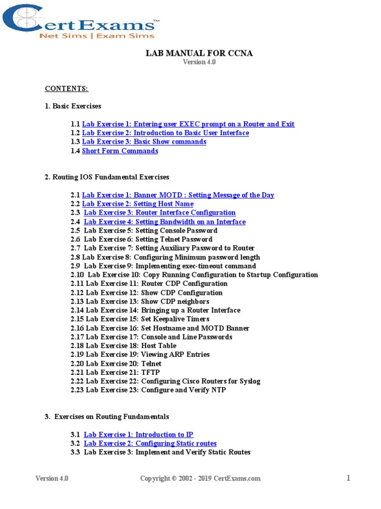 Lab Manual For Ccna | PDF