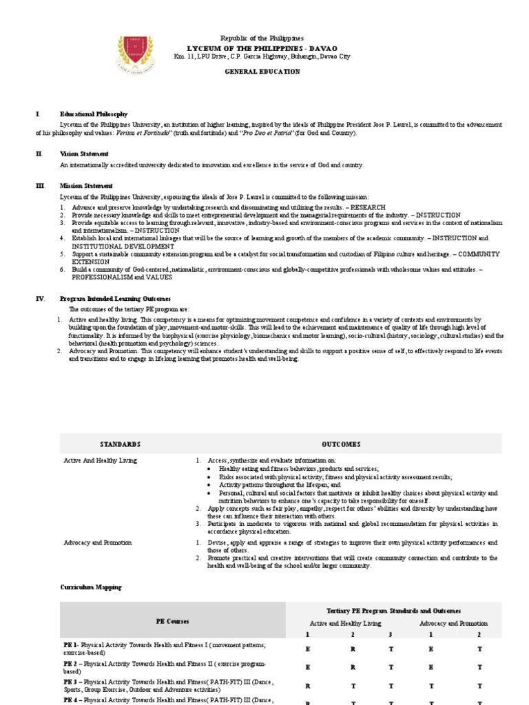 PE 2 Course Syllabus 2 | PDF