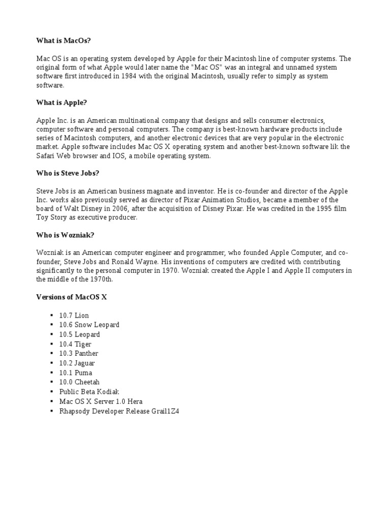 History and Development of Mac OS | PDF