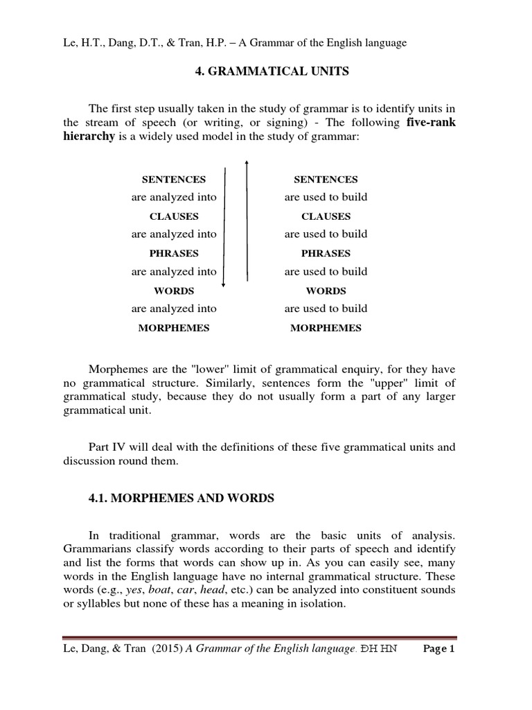 Grammatical Units | PDF | Phrase | Morphology (Linguistics)