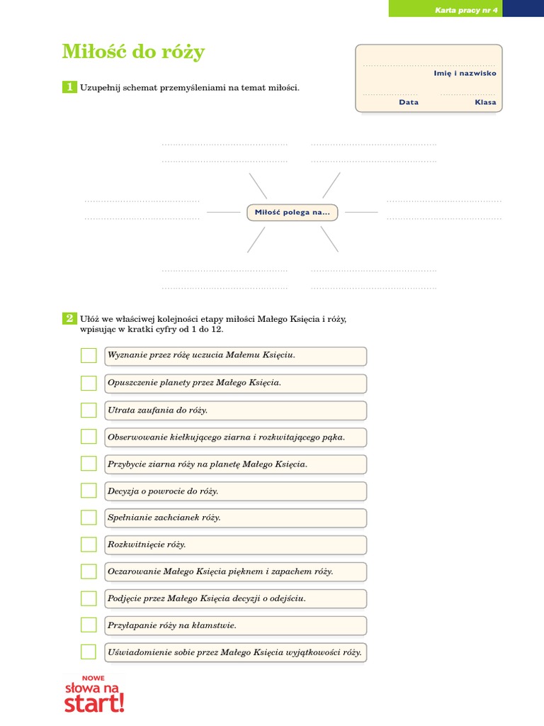 Maly Ksiaze Lektura Obowiazkowa Karta Pracy 4 | PDF