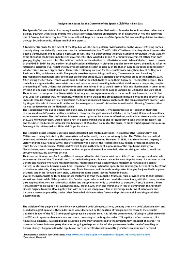 Causes of the Spanish Civil War Outcome | PDF | Francisco Franco ...