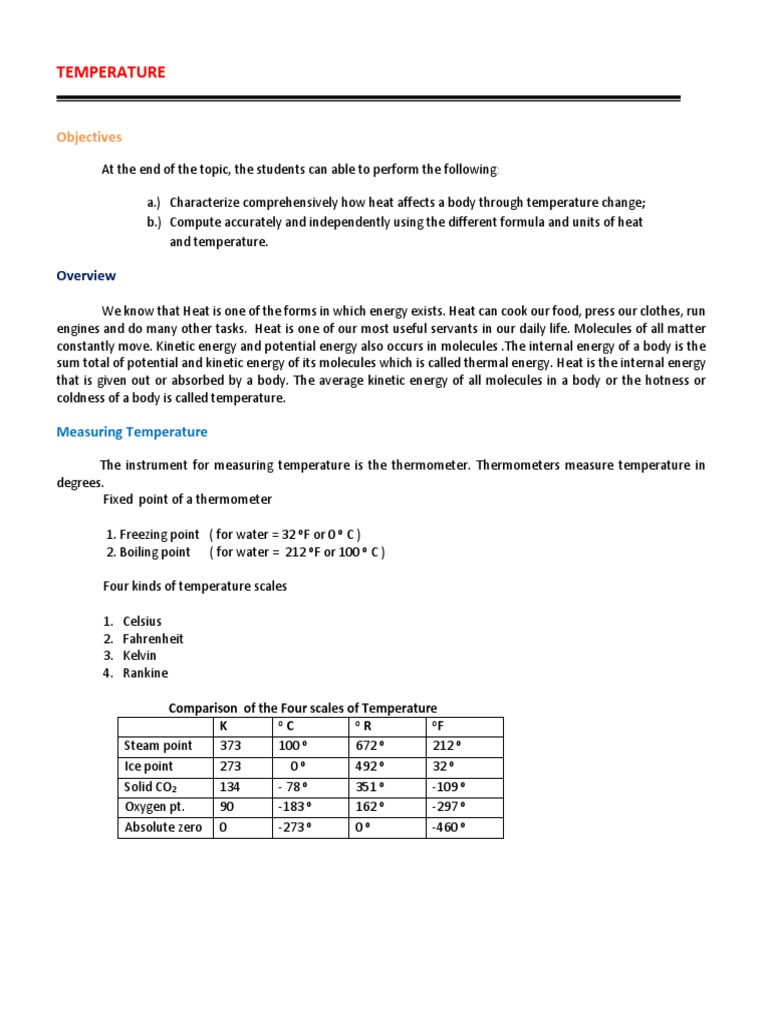 Phys 211 11.temperature | PDF | Temperature | Calorie