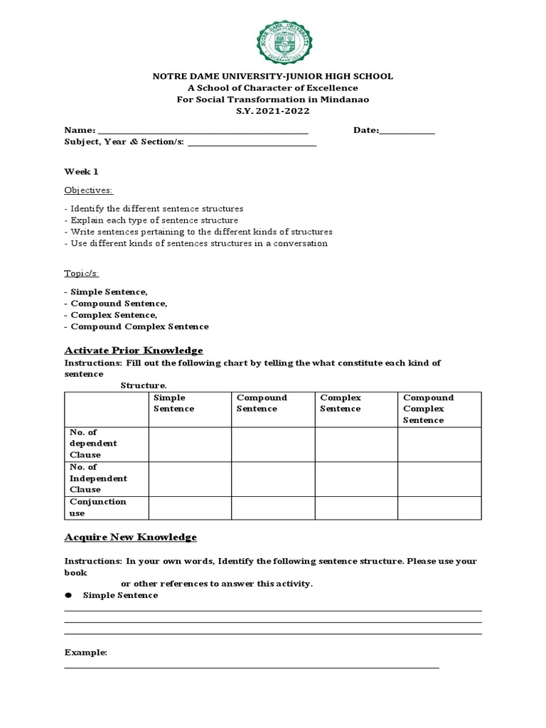 Sample LP | PDF | Sentence (Linguistics) | Subject (Grammar)