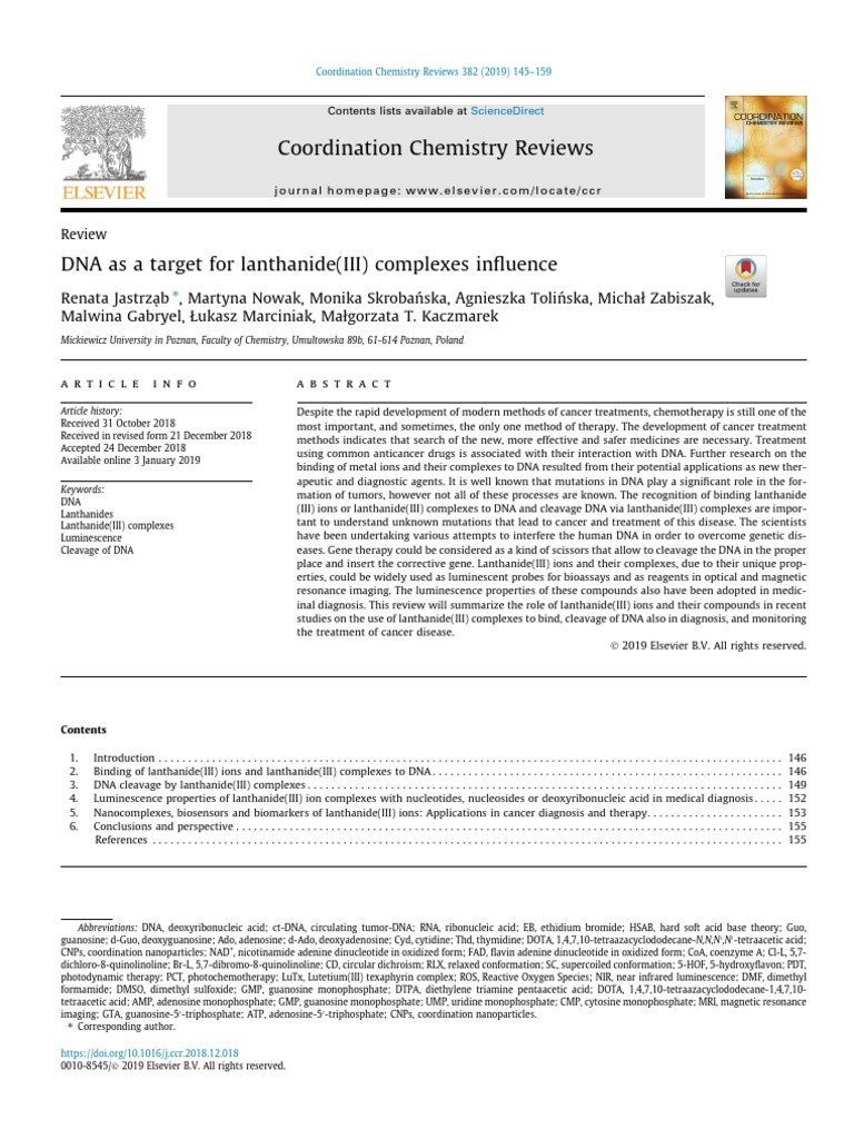LN Complexes DNA Target | PDF | Nucleotides | Coordination Complex