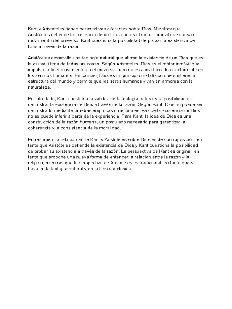 Kant vs Aristóteles: Visiones de Dios | PDF