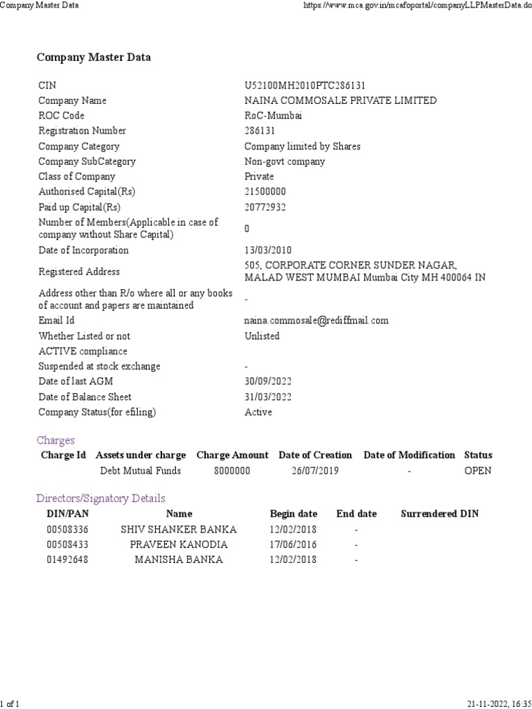 Company Master Data | PDF | Financial Services | Investing