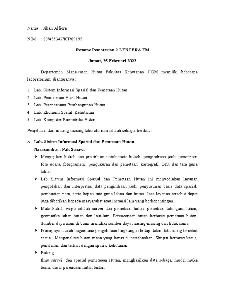 Resume Pematerian LENTERA FM 2 | PDF