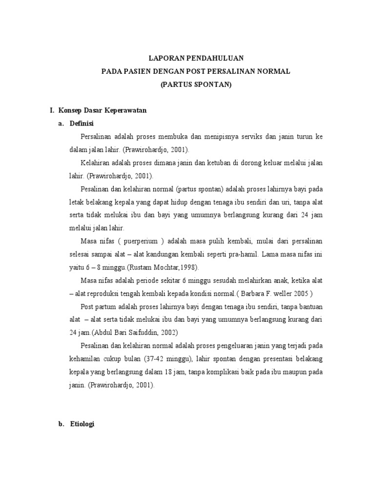 LP POST PARTUM SPONTAN | PDF