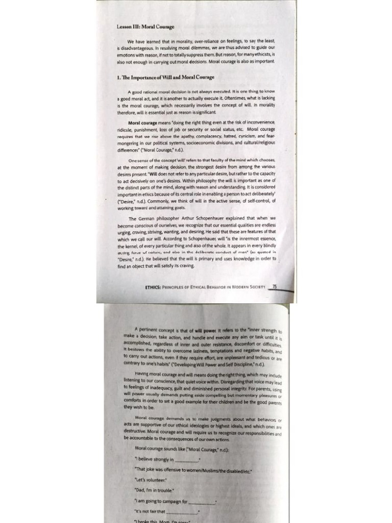 Part 2 Lesson 3 Moral Courage | PDF