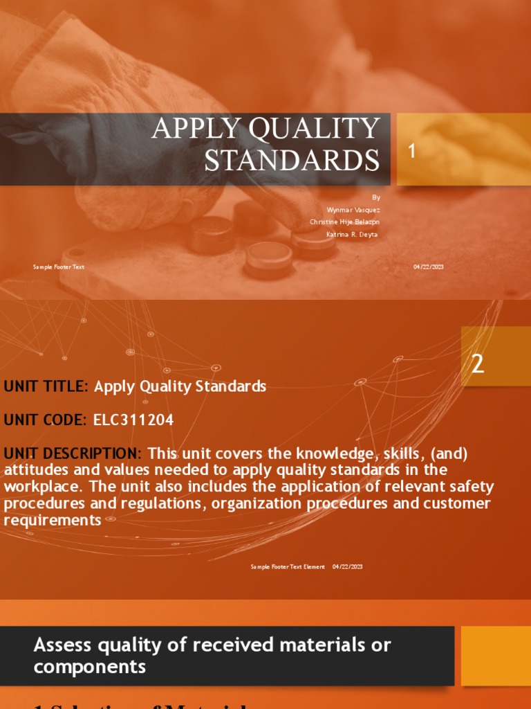 Apply Quality Standards | PDF | Data Analysis | Quality Management