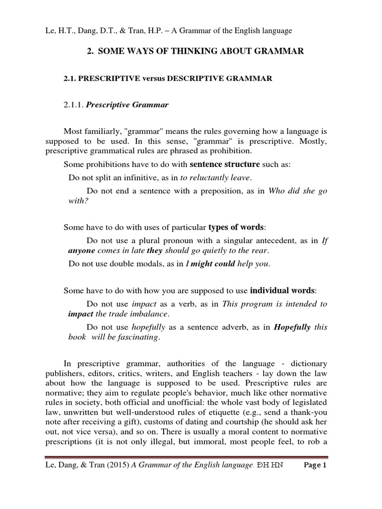 Prescriptive Gram. vs. Descriptive Gram. | PDF