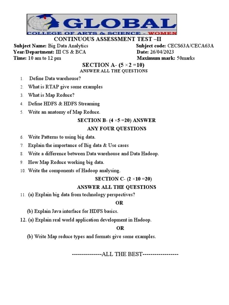 Big Data Analytics Assessment Paper | PDF