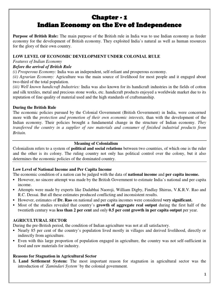 Indian Economic Development - Chapter - 1 | PDF