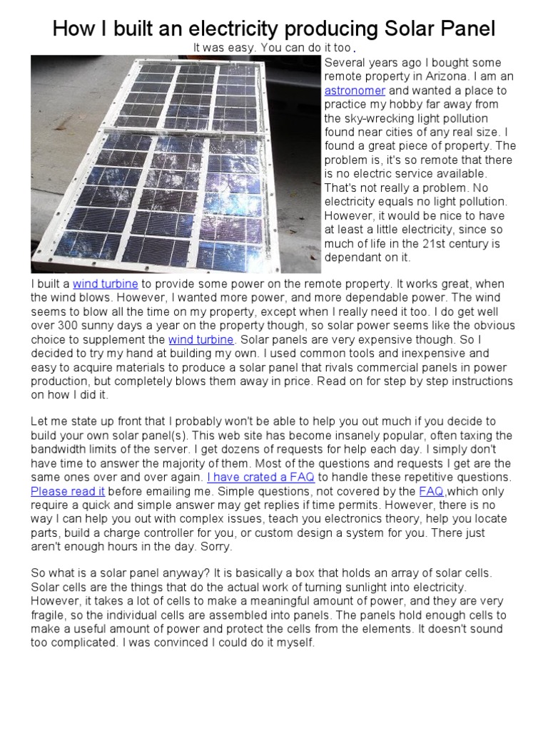 Building Affordable Solar Panels | PDF