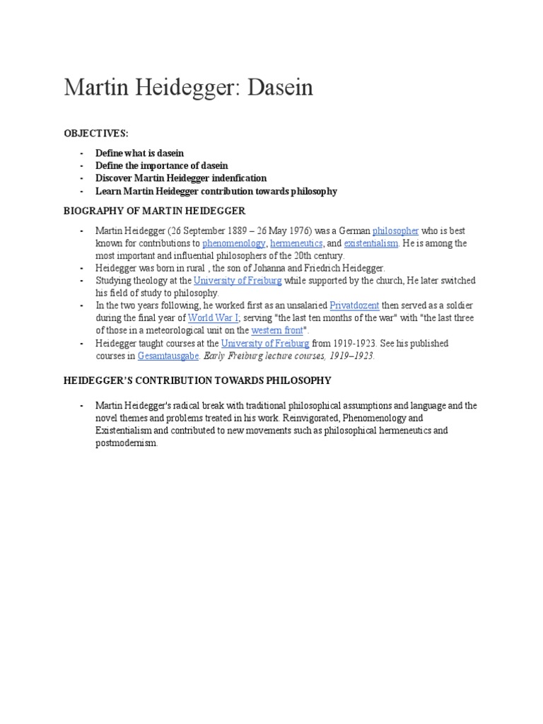Understanding Heidegger's Dasein Concept | PDF | Philosophy