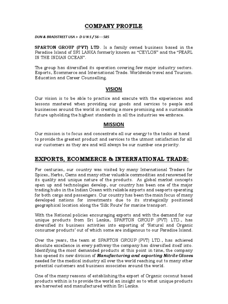 Company Profile: Dun & Bradstreet Usa D U N S / 56 - 585 | Download Free PDF | Tourism | Trade