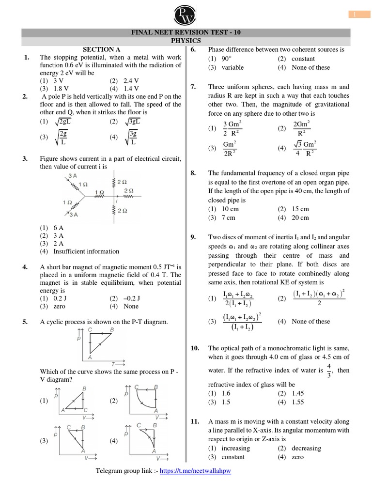 Final Question Paper - Revision Test Paper | PDF | Electrical ...