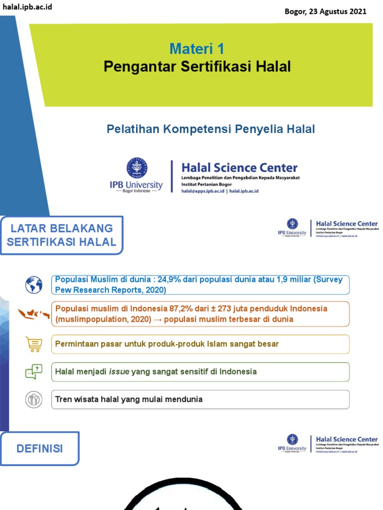 Pengantar Sertifikasi Halal: Materi 1 | PDF