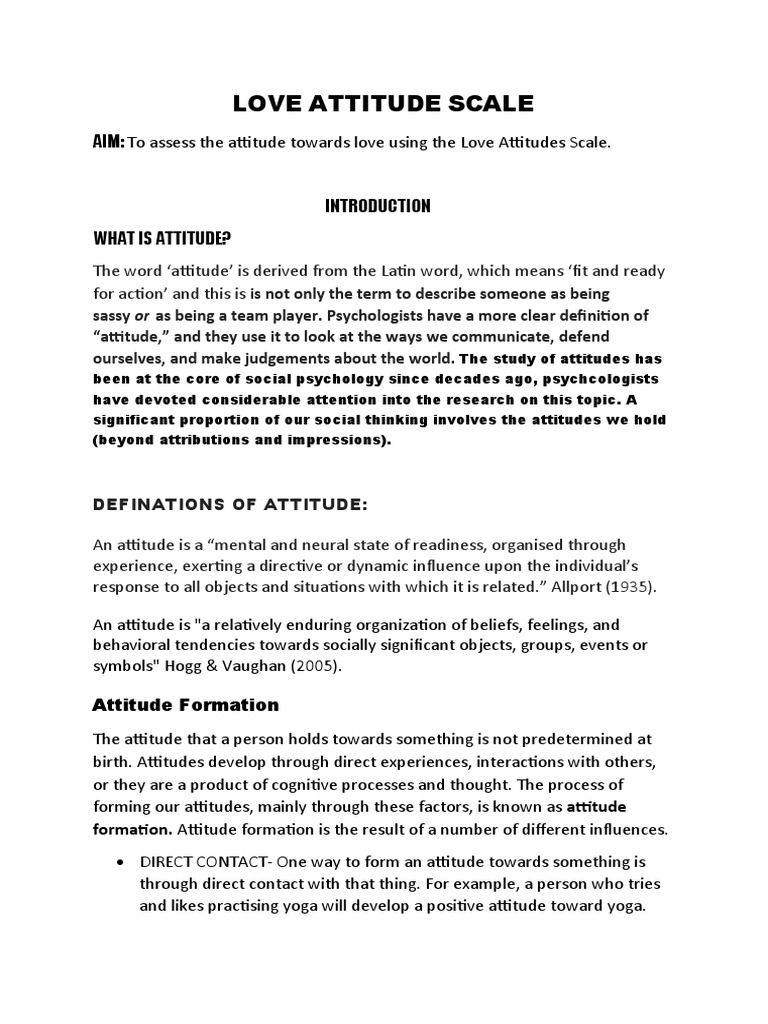 Love Attitude Scale Overview | PDF | Attitude (Psychology) | Likert Scale