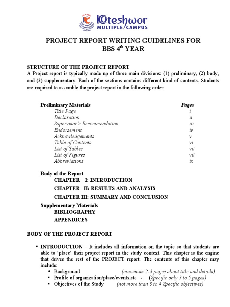 Project Report Writing Guidelines For Bbs 4 Year | PDF | Survey ...