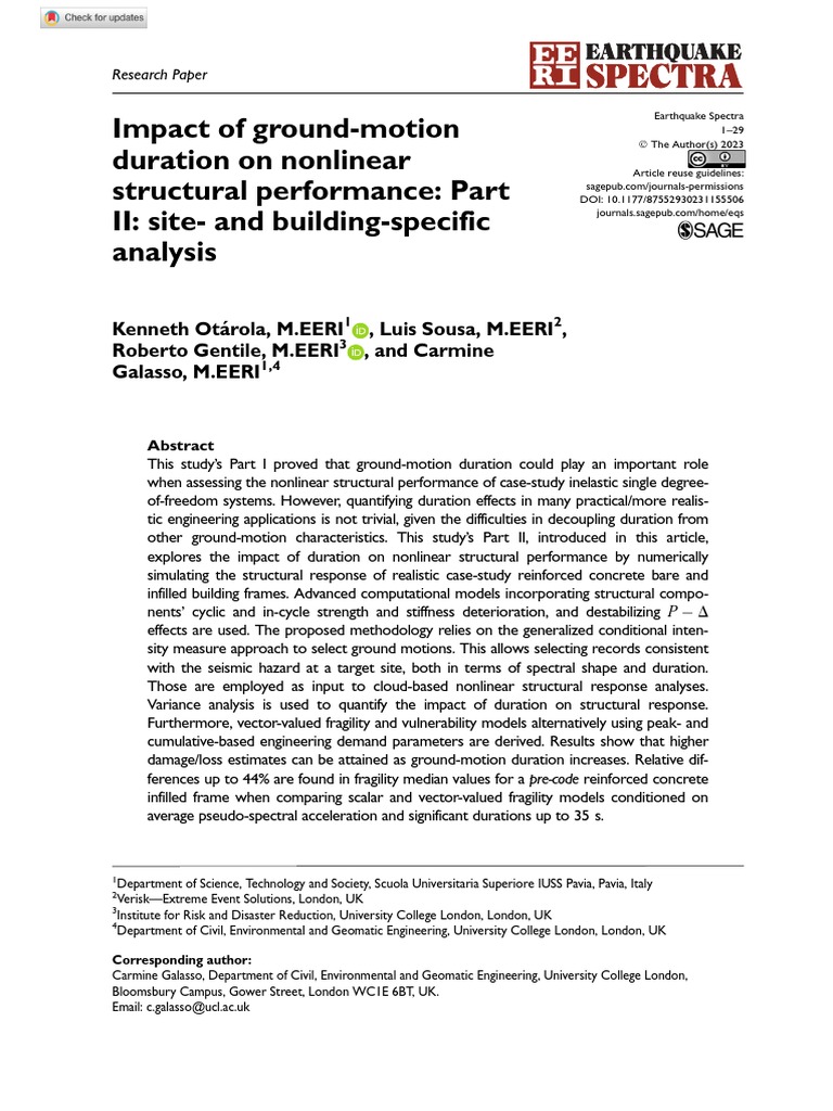 Impact of Ground-Motion Duration On Nonlinear Structural Performance ...