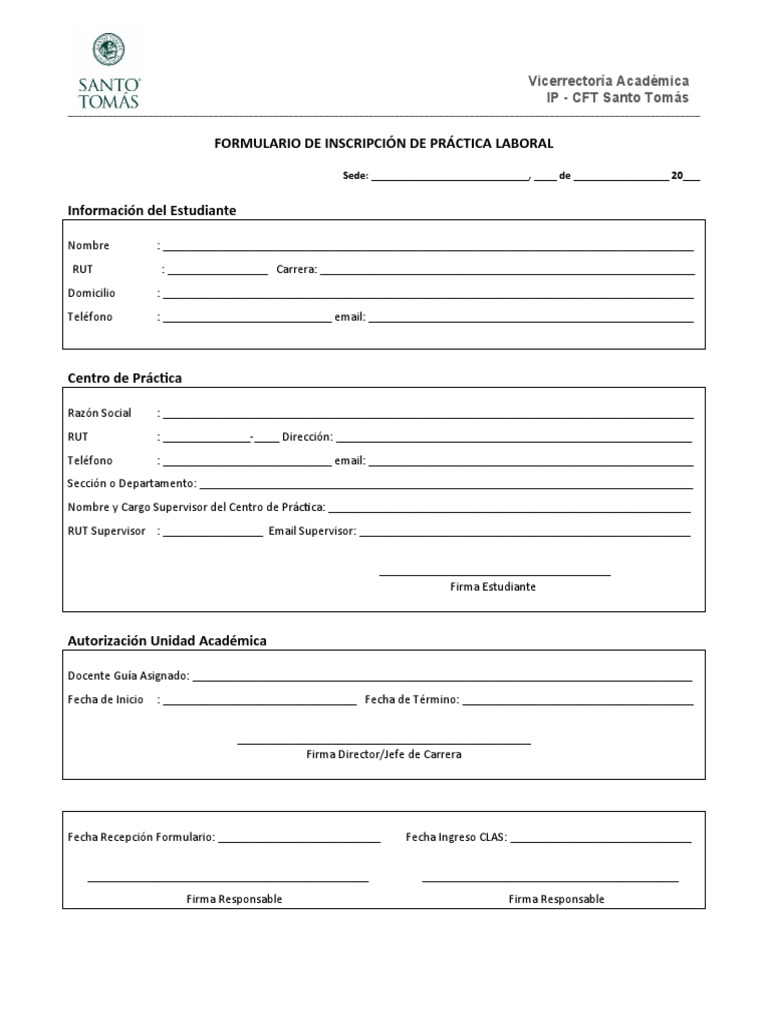 04 - Formulario Inscripción Práctica CFT | PDF