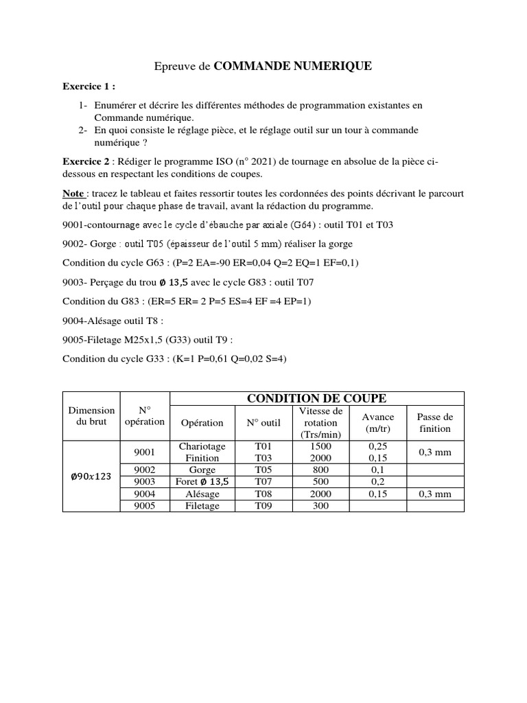 Epreuve de Commande Numerique: Exercice 1 | PDF