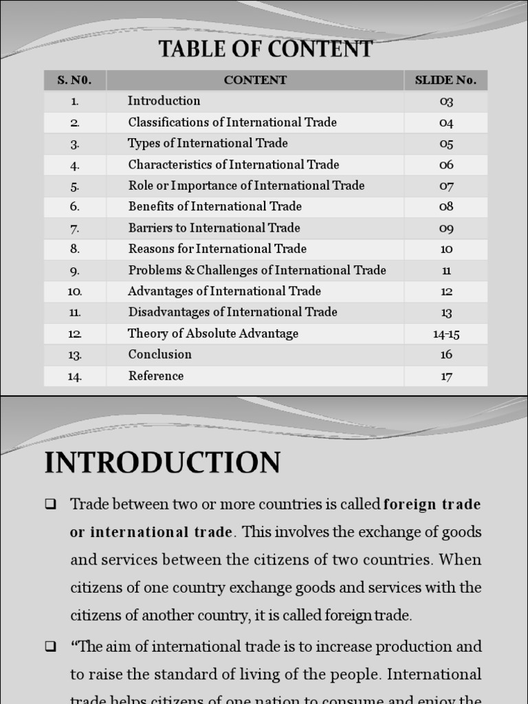 Basics of International Trade - Unit 1 PDF | PDF | Economics | Trade