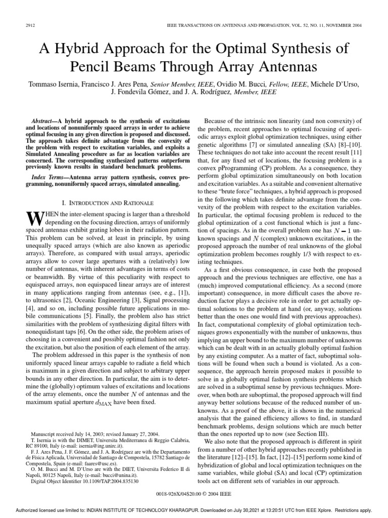 A Hybrid Approach For The Optimal Synthesis of Pencil Beams Through ... A Hybrid Approach For The Optimal Synthesis of Pencil Beams Through ...