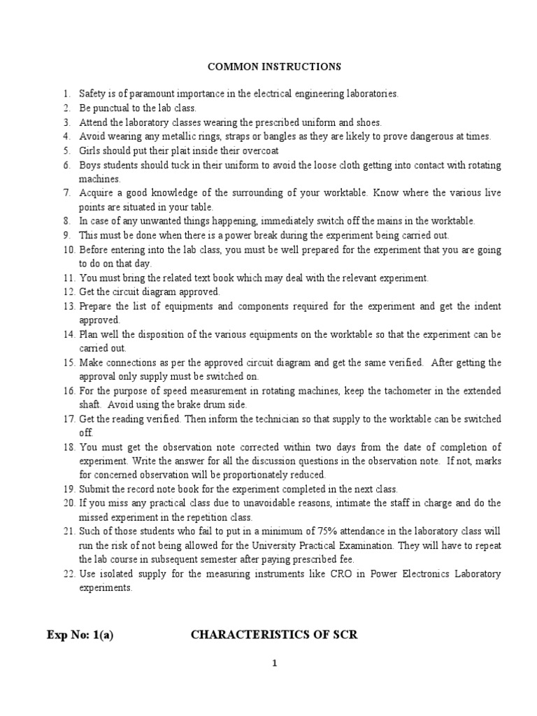 20EE504-PE Lab Manual | PDF
