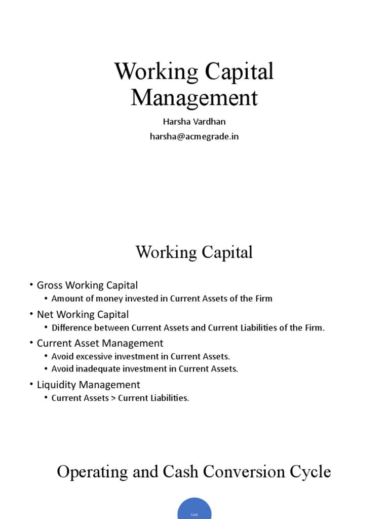 Working Capital Management | PDF | Working Capital | Factoring (Finance)