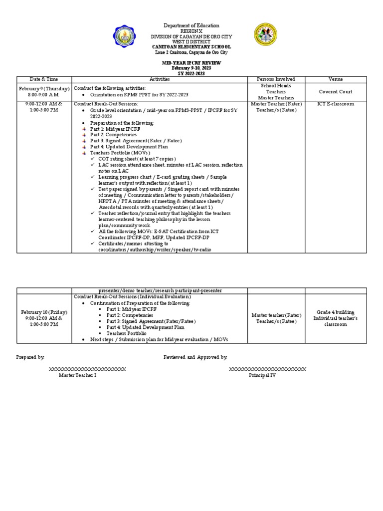 Mov S Ipcrf 2022 2023 Pdf Teachers Pedagogy