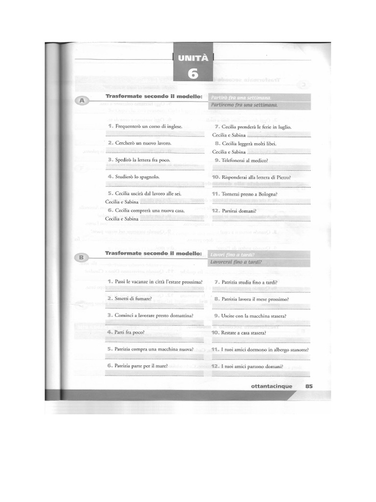 Futuro Semplice e Futuro Composto - Esercizi | PDF