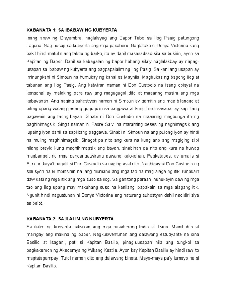 El Filibusterismo Buod Kabanata 1 Sa Ibabaw NG Kubyerta | PDF