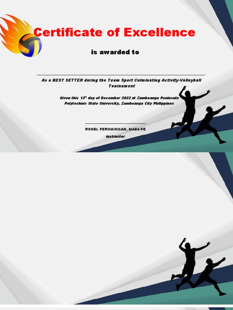 Volleyball Certificate | PDF | Sports & Recreation