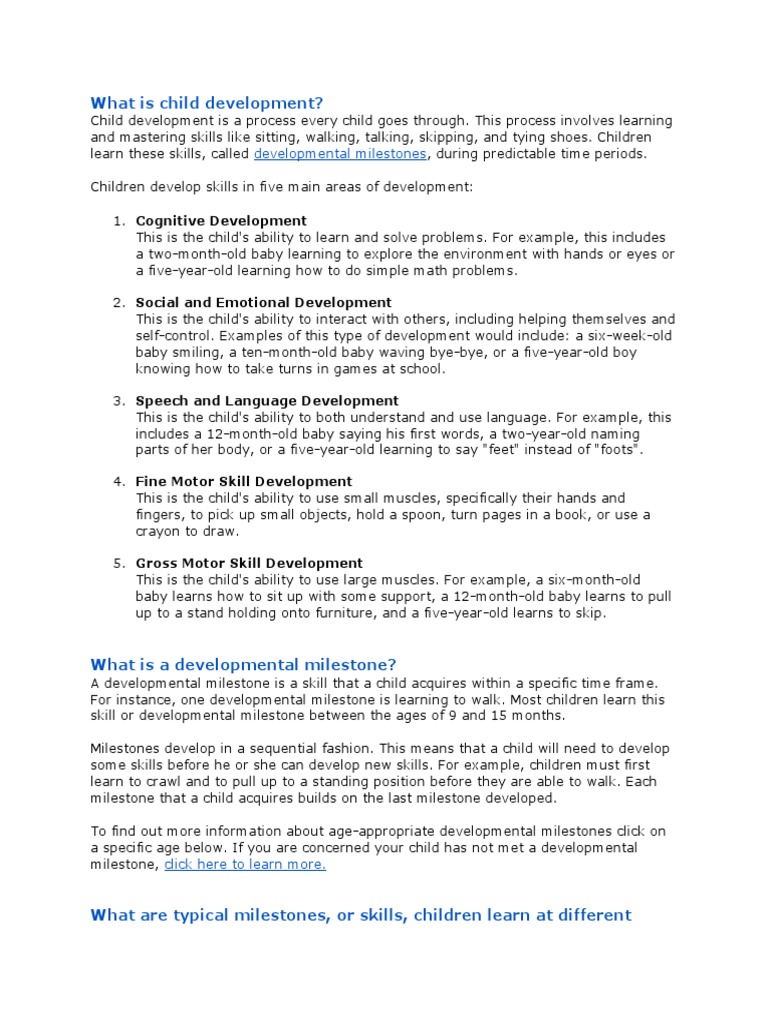 What is child development and typical milestones | PDF | Child ...