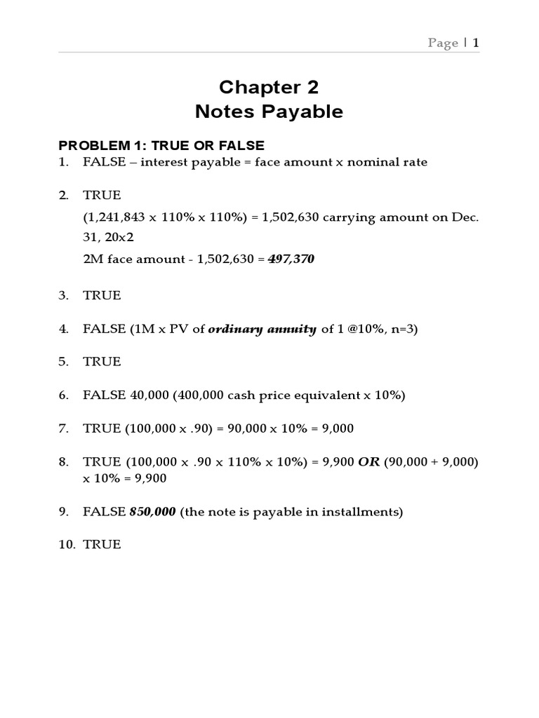 Chapter 2: Note Payable | PDF | Finance & Money Management