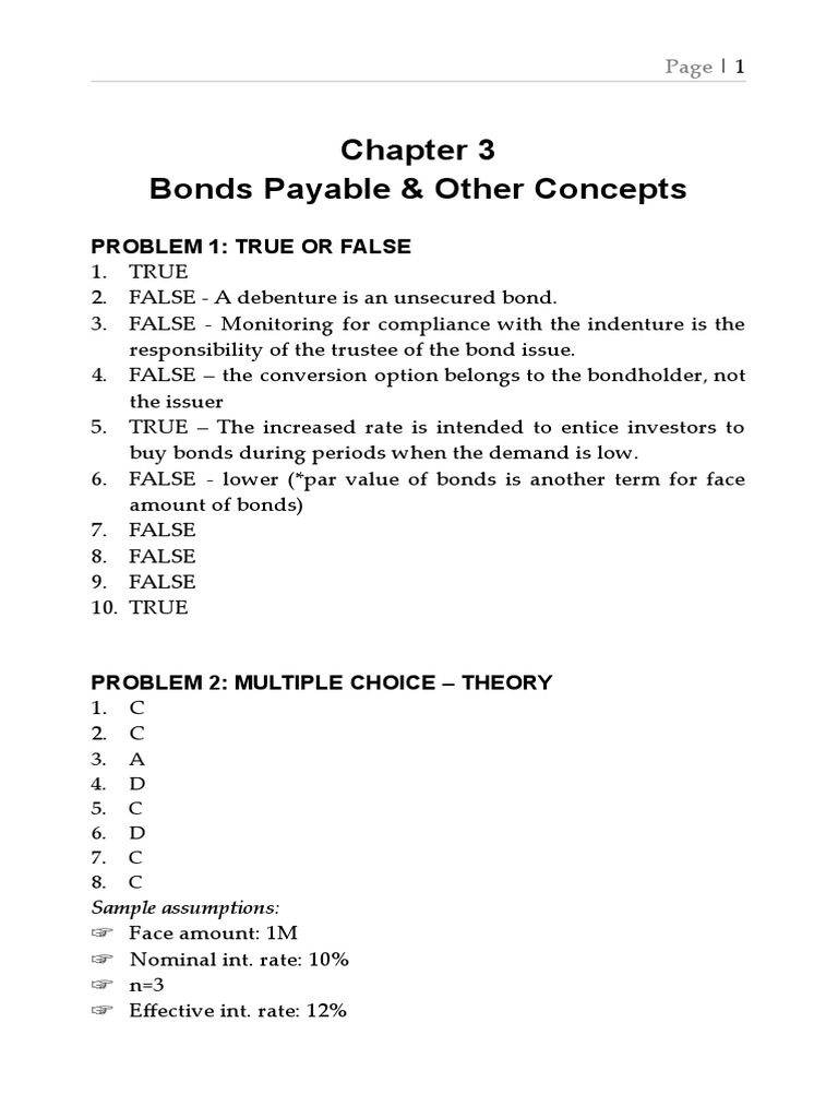 Chapter 3: Bonds Payable and Other Concepts | PDF | Finance & Money ...