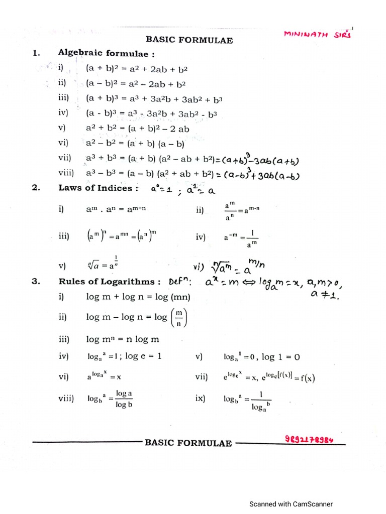 Basic Formulae | PDF