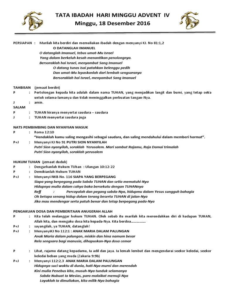 Tata Ibadah Hari Minggu Advent Iv | PDF
