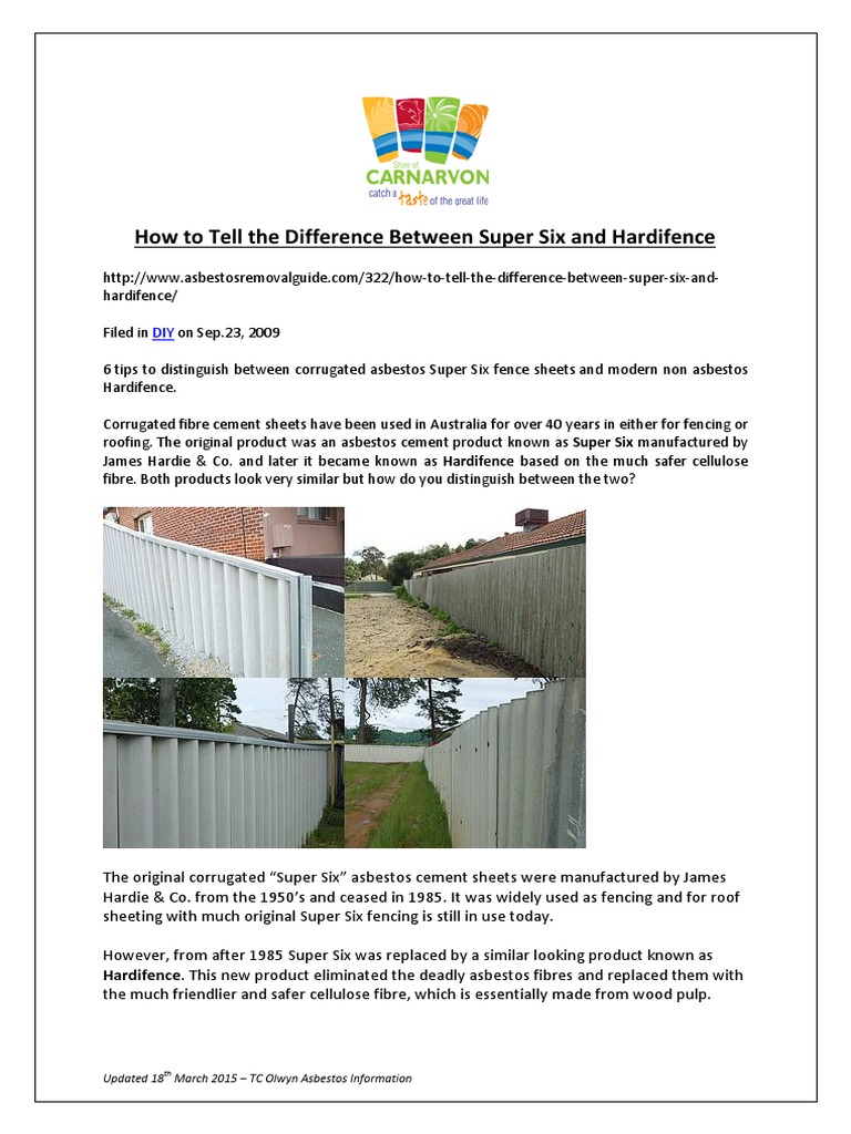 Identify Super Six vs Hardifence Fencing | PDF | Asbestos | Fibers