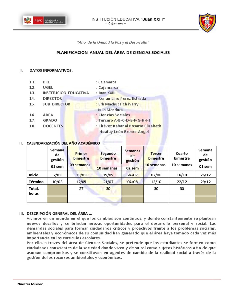 Programacion Anual Ccss-3° | PDF | Aprendizaje | Sustentabilidad