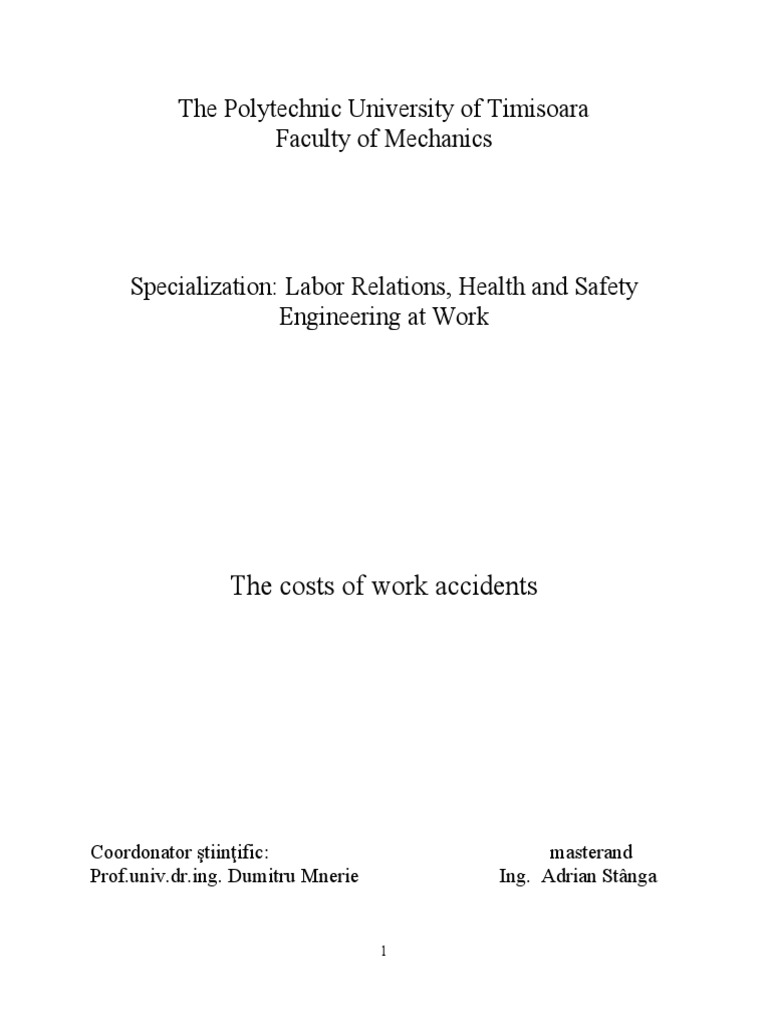 Costs of Work Accidents Explained | PDF | Occupational Safety And ...