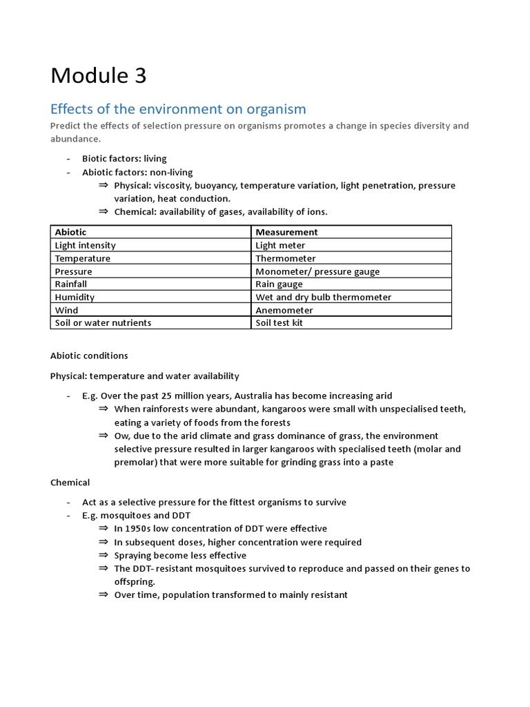 HSC Biology Module 3 Summary Note.Docx | PDF | Biodiversity | Life