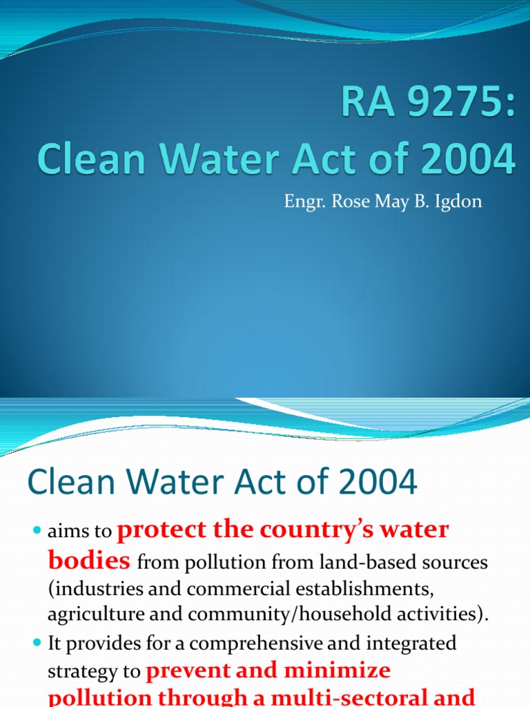 Clean Water Act RA 9275 | PDF | Sewage Treatment | Water