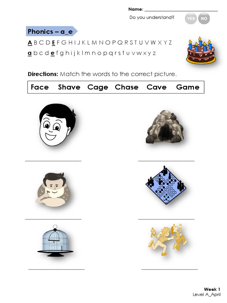Face Shave Cage Chase Cave Game: Phonics - A - e | PDF | Cakes | Food ...
