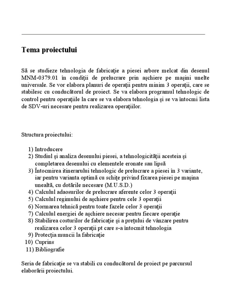 Proiect TCM | PDF