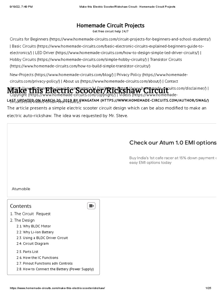 Make This Electric Scooter/Rickshaw Circuit | PDF | Electric Motor ...