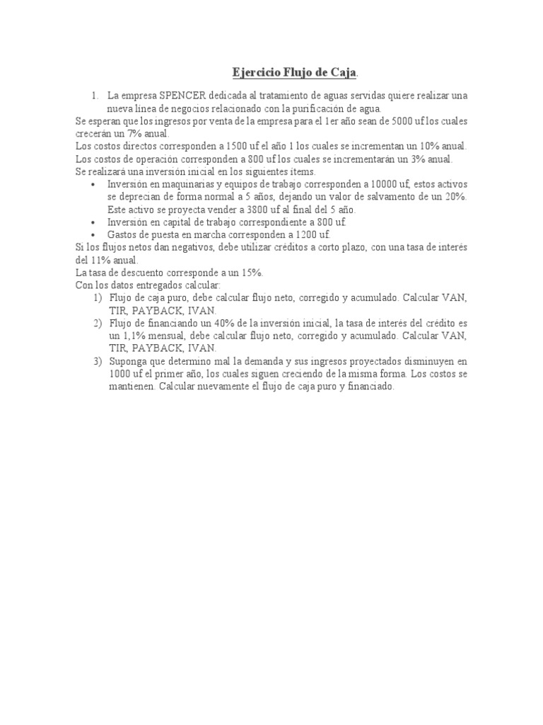 Ejercicio Flujo de Caja 1 - Suave | Descargar gratis PDF | Flujo de efectivo | Economía Financiera